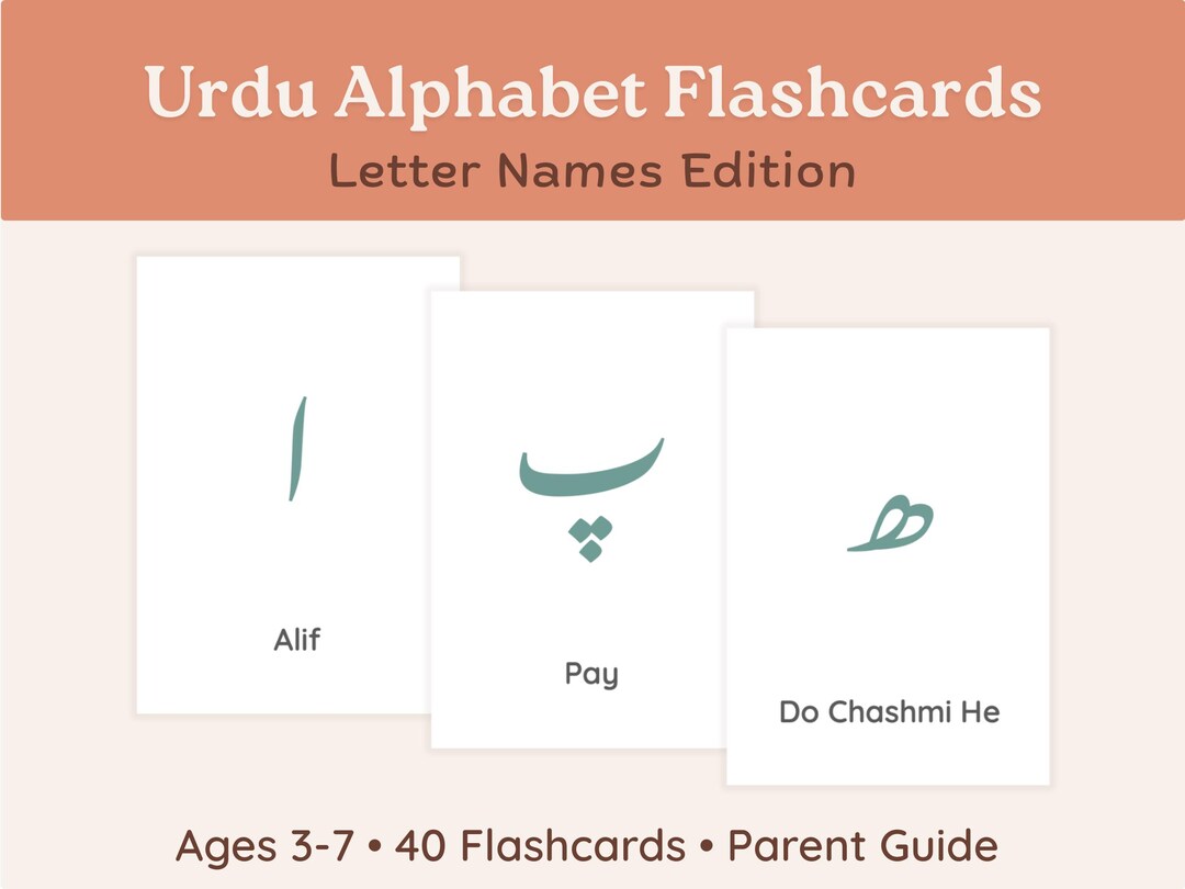 Urdu Alphabet Flashcards – Letter Names Edition | Learn Urdu Letters ...