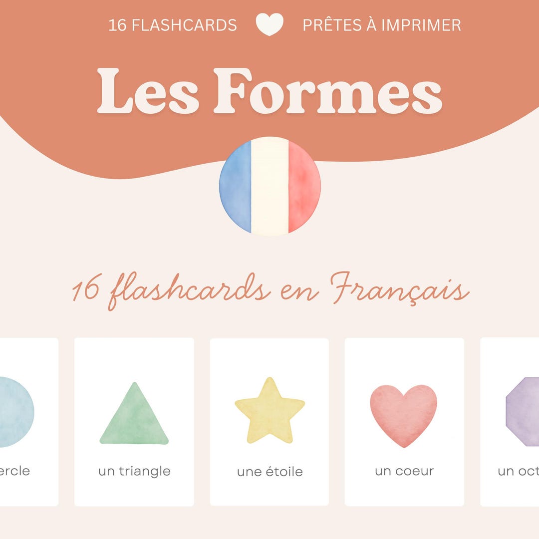 Printable Flashcards – Learn Shapes in French – Educational Cards for ...