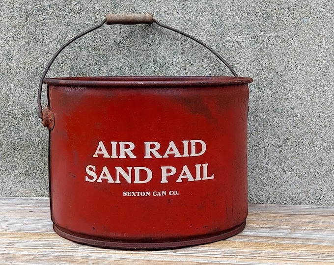 Vintage WWII 1941 Air Raid Fire Bomb Sand Pail Fire Bucket Home ...