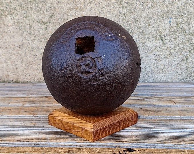 Antique 19th Century Cast Iron Cannonball Counterweight Shop Made Maple ...