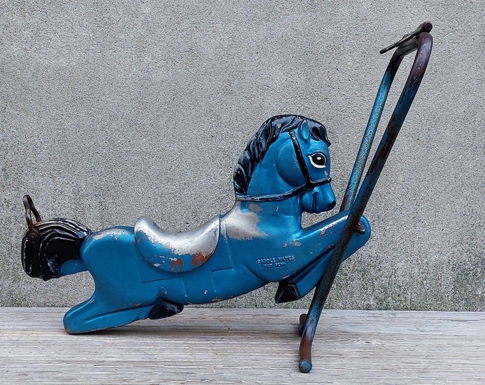 Vintage Saddle Mates Gametime Inc. Cast Aluminum Playground Swing Horse ...
