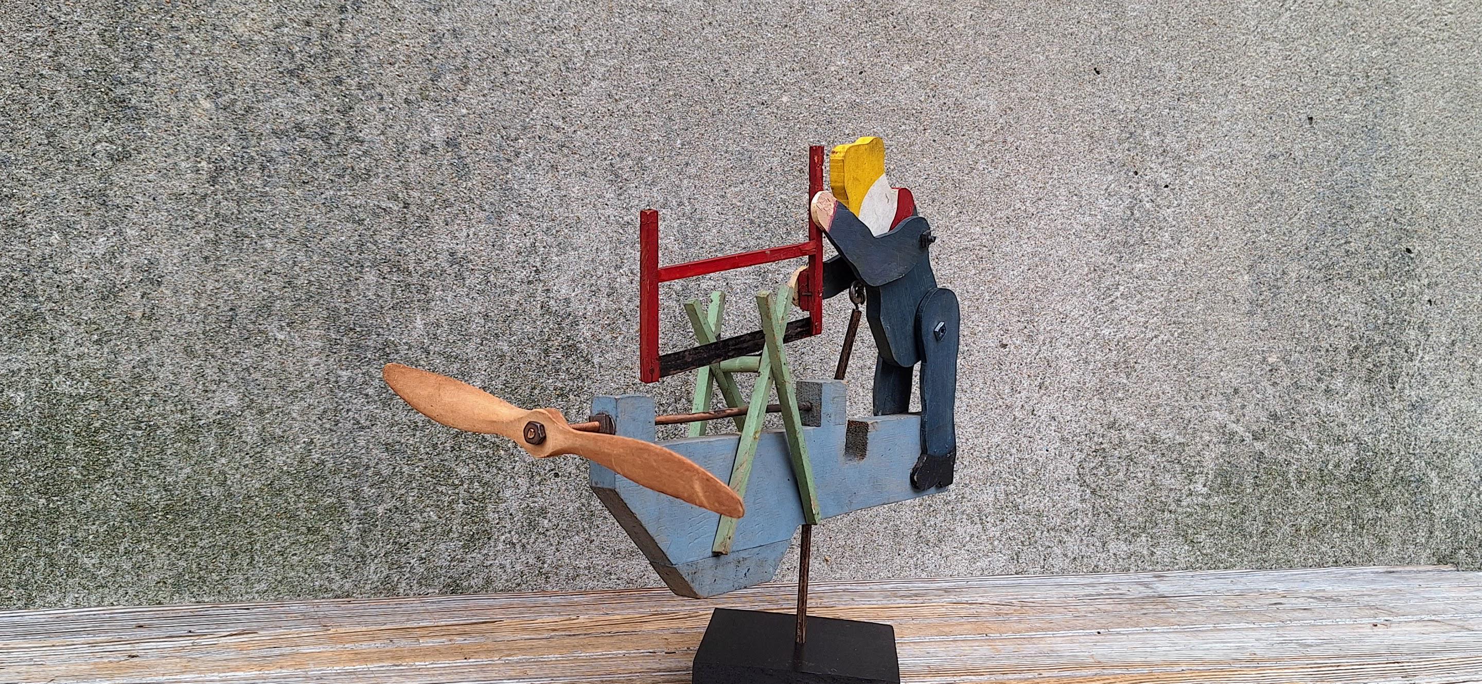 Antique Mechanical Propeller Runs Saw Original Paint Whirligig Folk Art ...