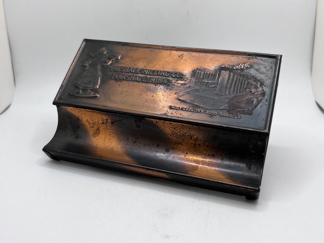 Antique 1910s Advertising Desk Caddy Storage Copper Flash Finish ...