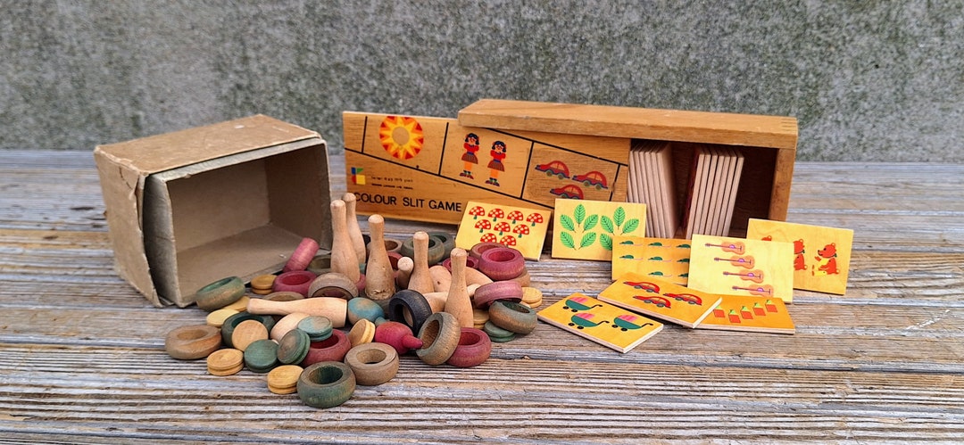 Two Vintage Mid Century Games Toys Screened Matching Game Colour Slit ...