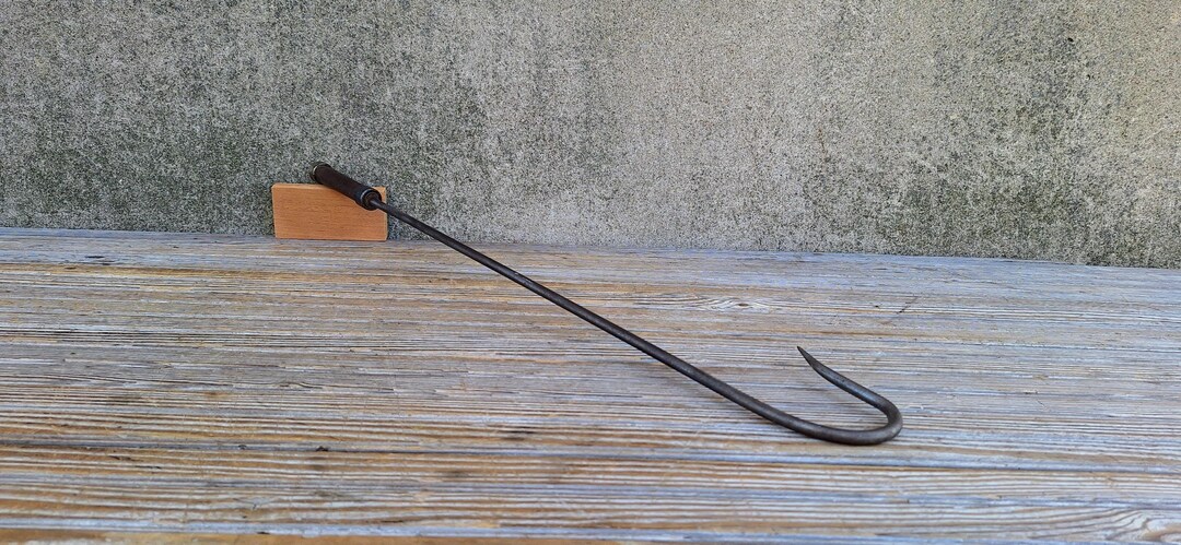 Antique 20th Century Hand Forged Iron Brass and Walnut Handle Offshore ...