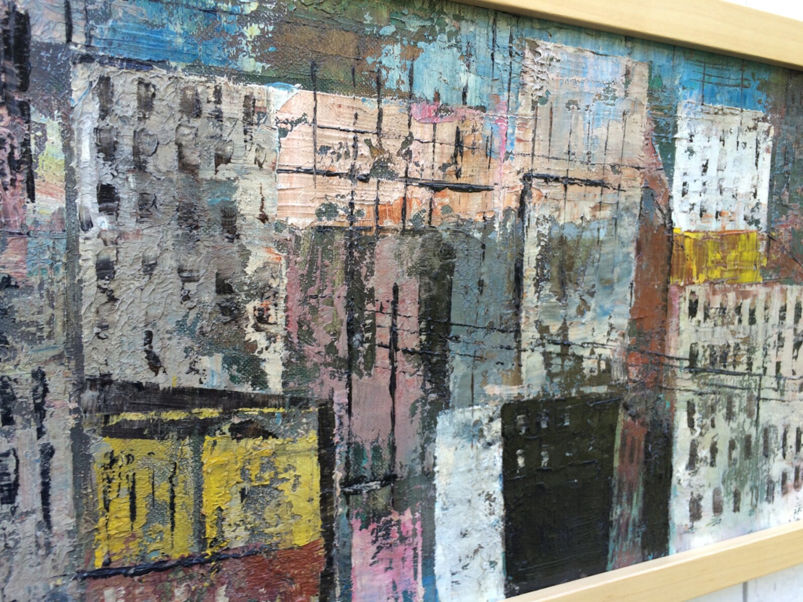 Mid Century Modern Abstract Cubist Oil on Board New York City Margit ...