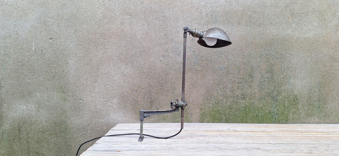 Antique OC White Industrial Lamp Light Mounting Adjustable Height Swing ...