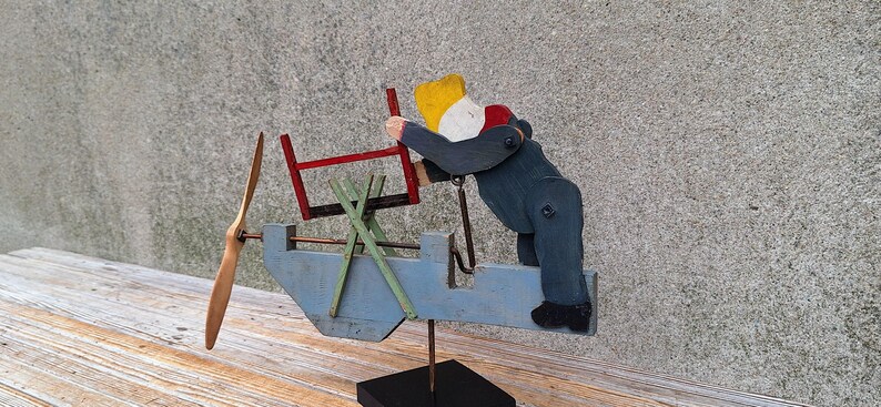 Antique Mechanical Propeller Runs Saw Original Paint Whirligig Folk Art ...