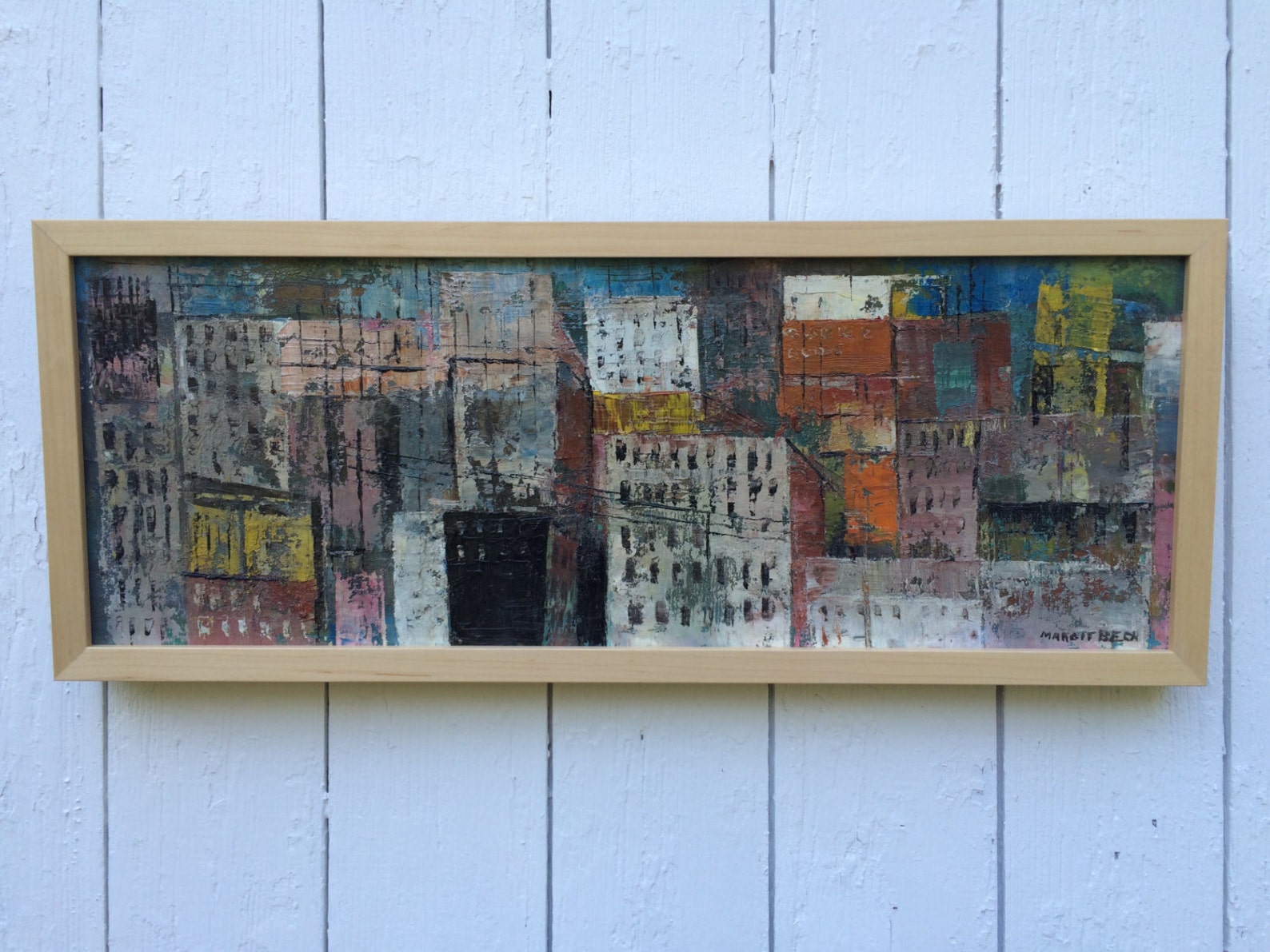 Mid Century Modern Abstract Cubist Oil on Board New York City Margit ...