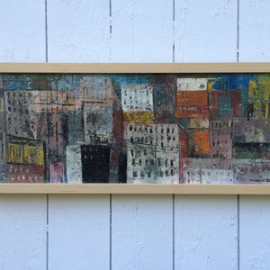 Mid Century Modern Abstract Cubist Oil on Board New York City Margit ...