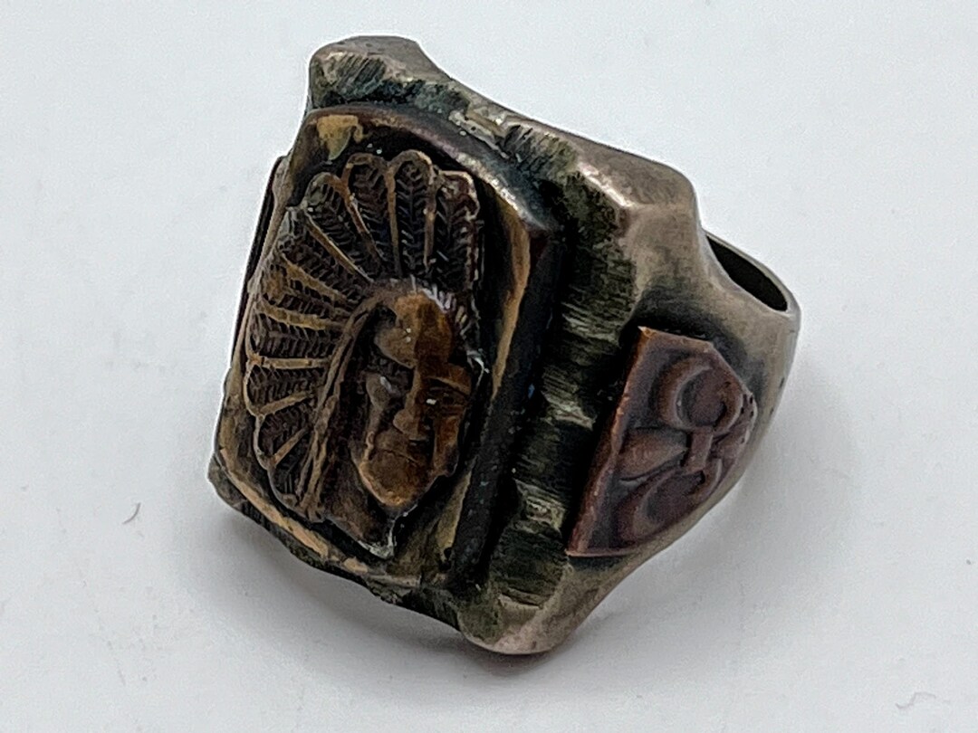 Vintage 1950s Native American Indian Chief Mexican Outlaw Biker Ring ...