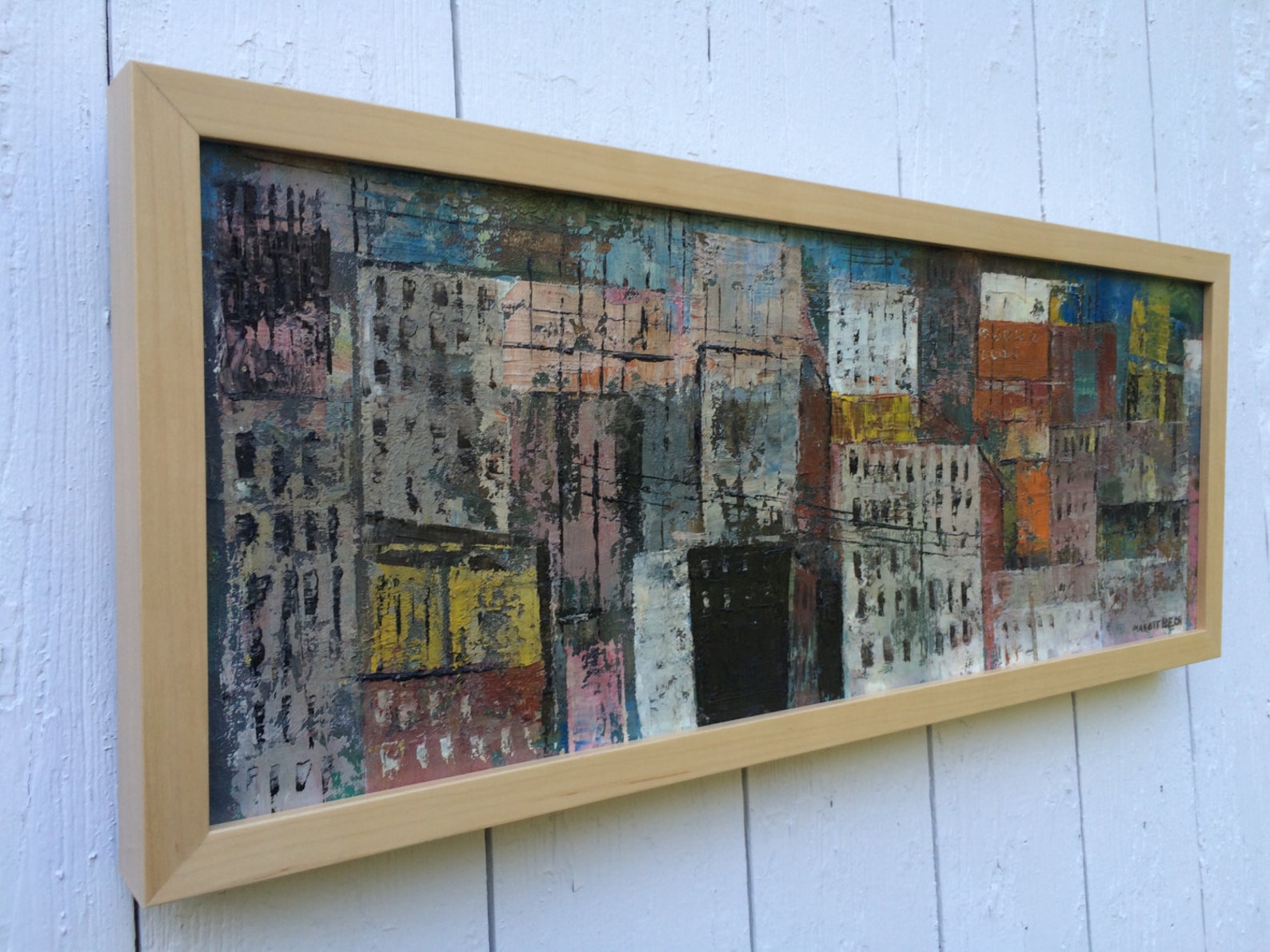 Mid Century Modern Abstract Cubist Oil on Board New York City Margit ...