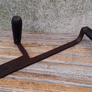Antique Hand Forged Iron Wood Handle Farm Tool Hay Saw Cutter Primitive ...