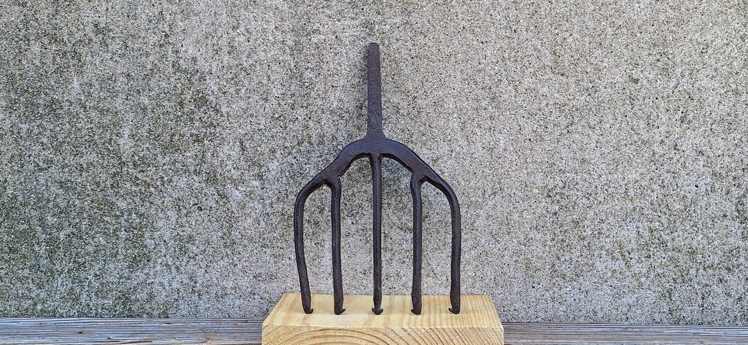 Antique 19th Century Hand Forged Iron Frog Eel Fish Spear Gig Trident ...