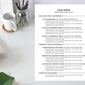 Resume Template for Non-traditional Law Students - Etsy
