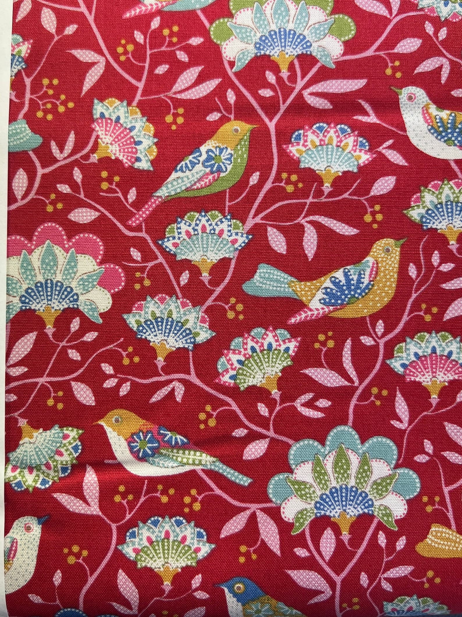 Tilda ‘jubilee Bird Tree’ Fabric in Blue or Red, Priced per Fat Quarter ...