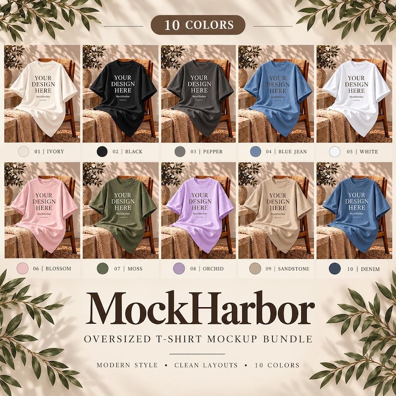 Oversized T-shirt Mockup Bundle, 10 Colors, Lifestyle Digital Download ...