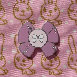 Kawaii Larme Powder Puff Princess Pink Bow Hard Enamel Pin 3cm A GRADE ...