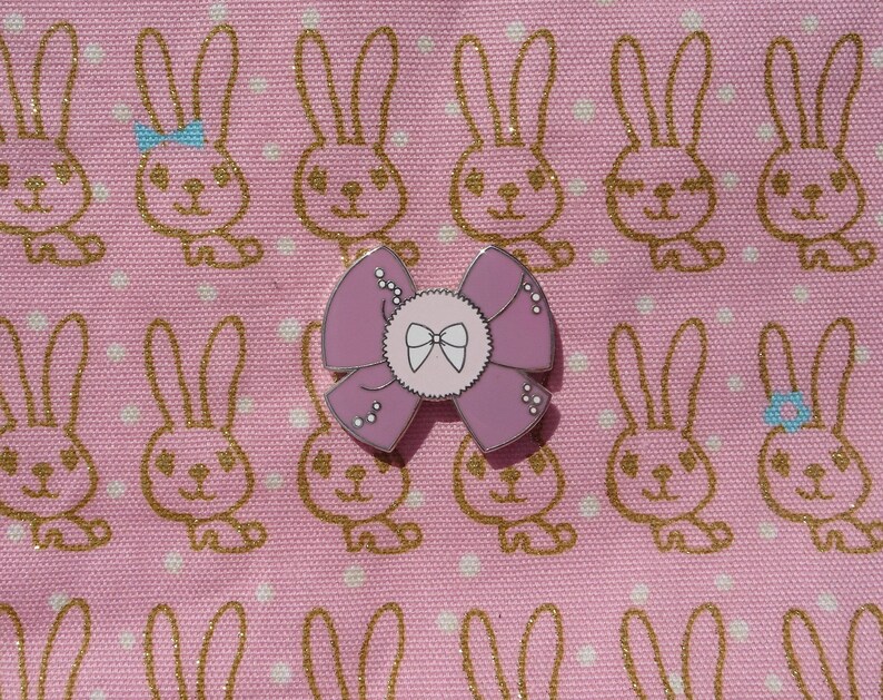 Kawaii Larme Powder Puff Princess Pink Bow Hard Enamel Pin 3cm | Etsy
