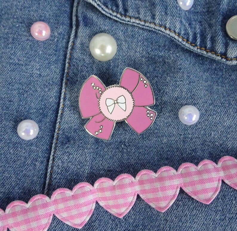 Kawaii Larme Powder Puff Princess Pink Bow Hard Enamel Pin 3cm | Etsy