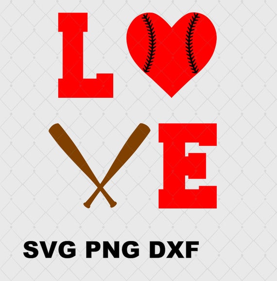 Love Baseball Bat Heart Svg Png and SVG DxF File Instant | Etsy