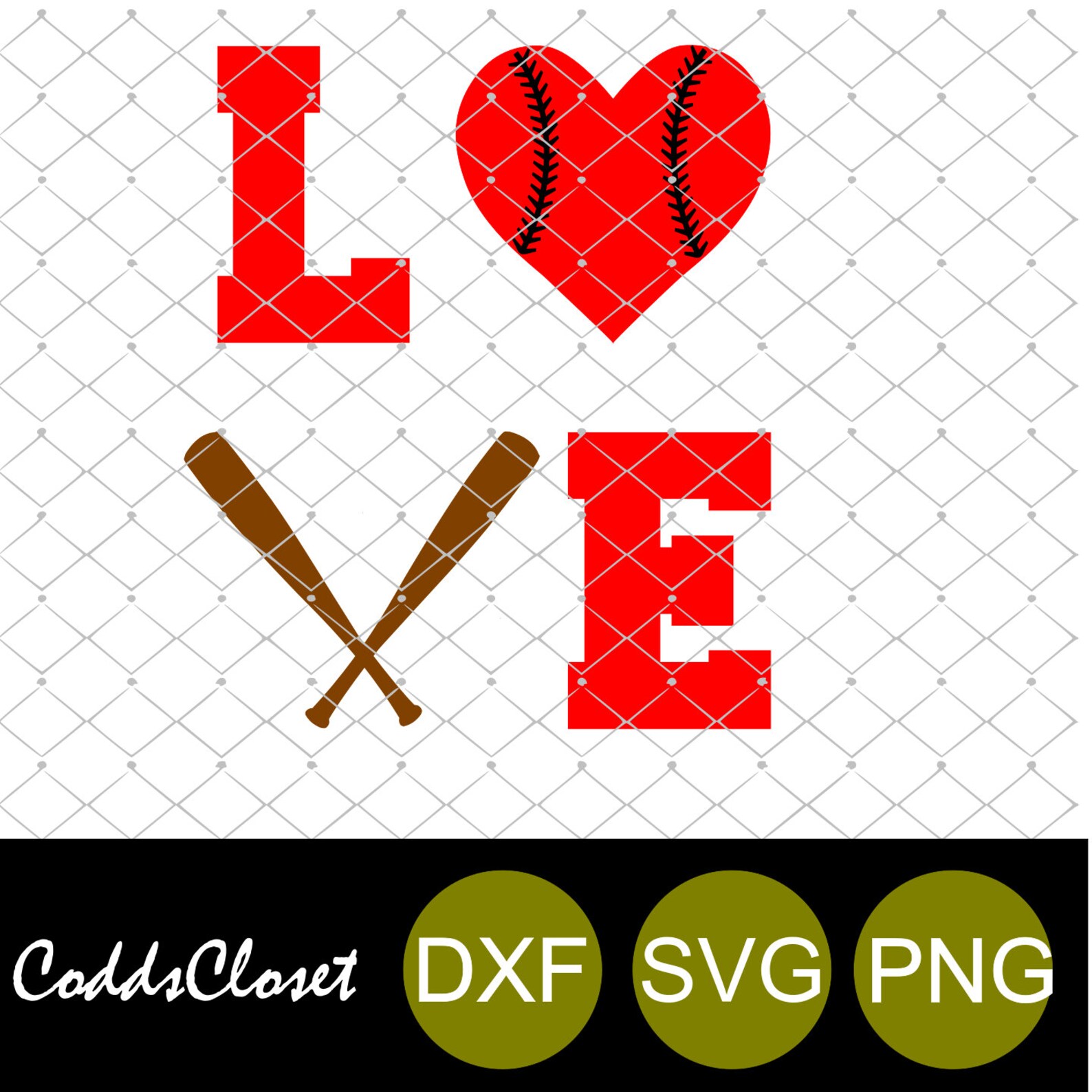 Love Baseball Bat Heart Svg Png and SVG Dxf File Instant - Etsy