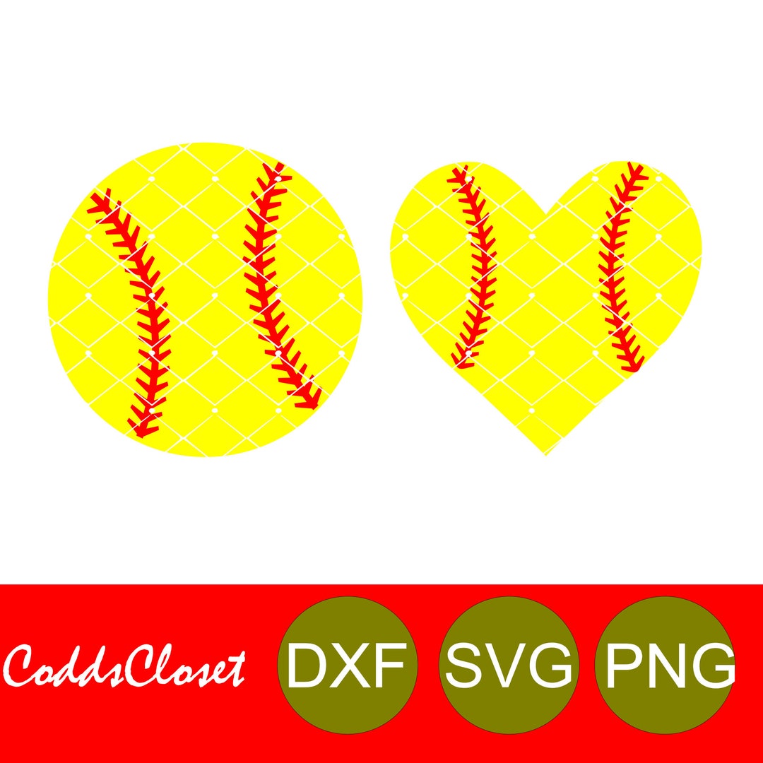Softball Svg Png Dxf Softball Heart Svg Png Dxf Cutting File Instant ...