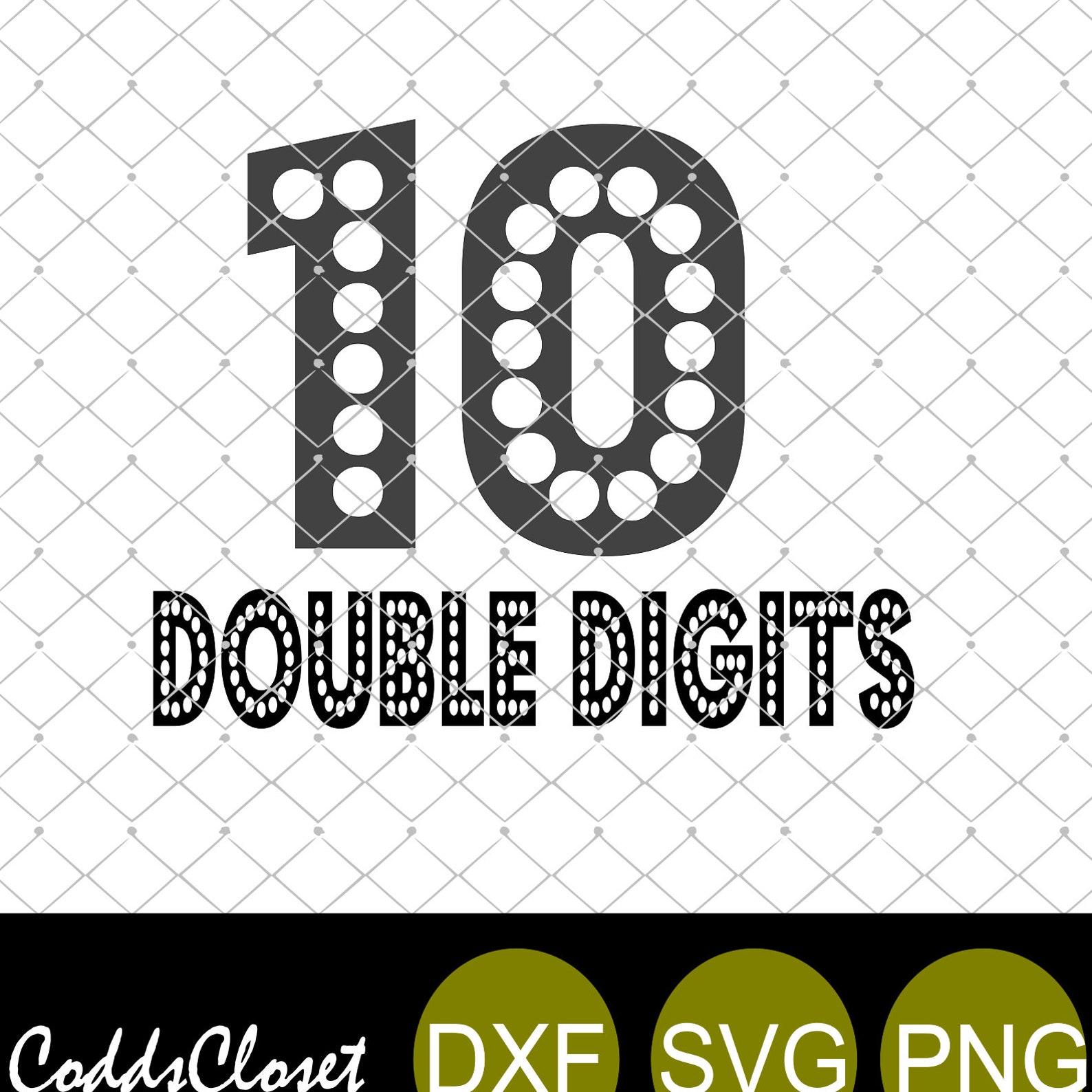 10 Double Digits Birthday SVG Dxf Png File Instant Download | Etsy