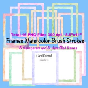 Pastel Colors Watercolor Brush Stokes Page Border Clipart Hand Painted ...