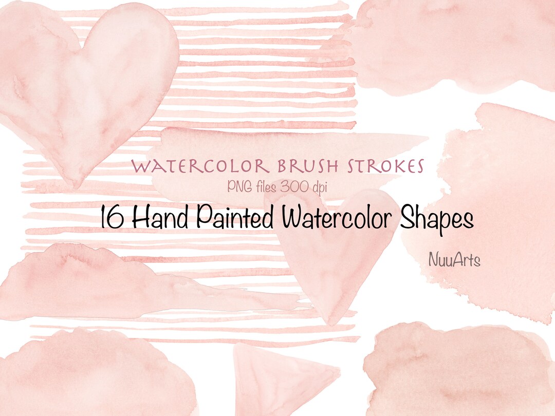Blush Pink Watercolor Clipart Geometric and Heart Shapes Splash ...