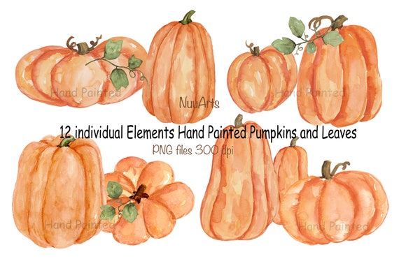Pumpkins Watercolor Clipart for Autumn Fall Individual - Etsy