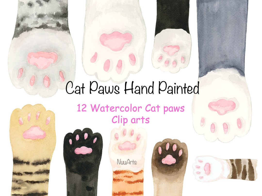 Cat Paws Clipart Animal Pet Legs Watercolor Clip Art, Graphic Elements ...