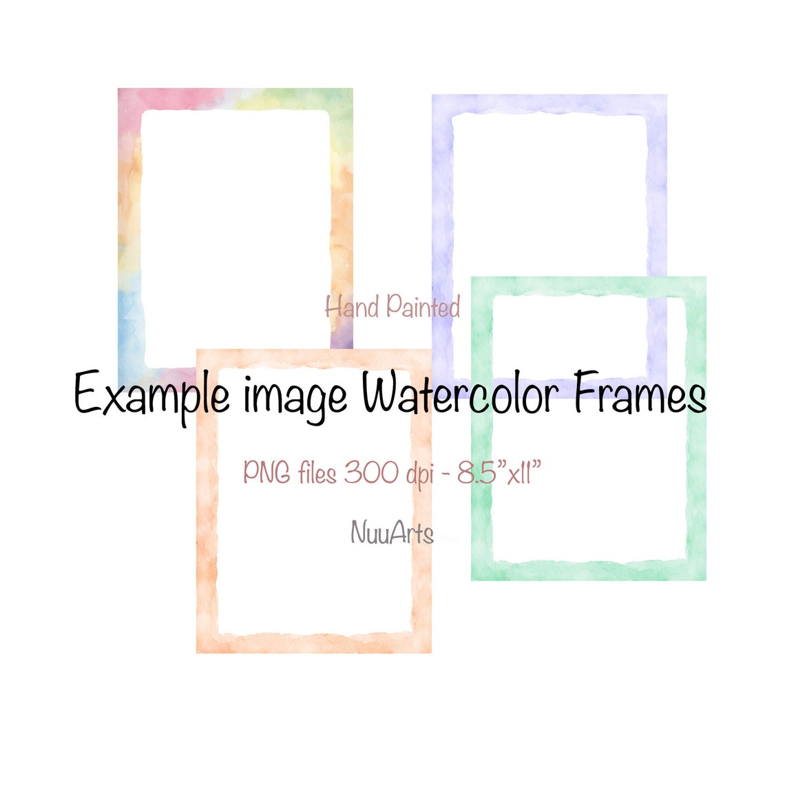 Pastel Colors Watercolor Brush Stokes Page Border Clipart Hand Painted ...