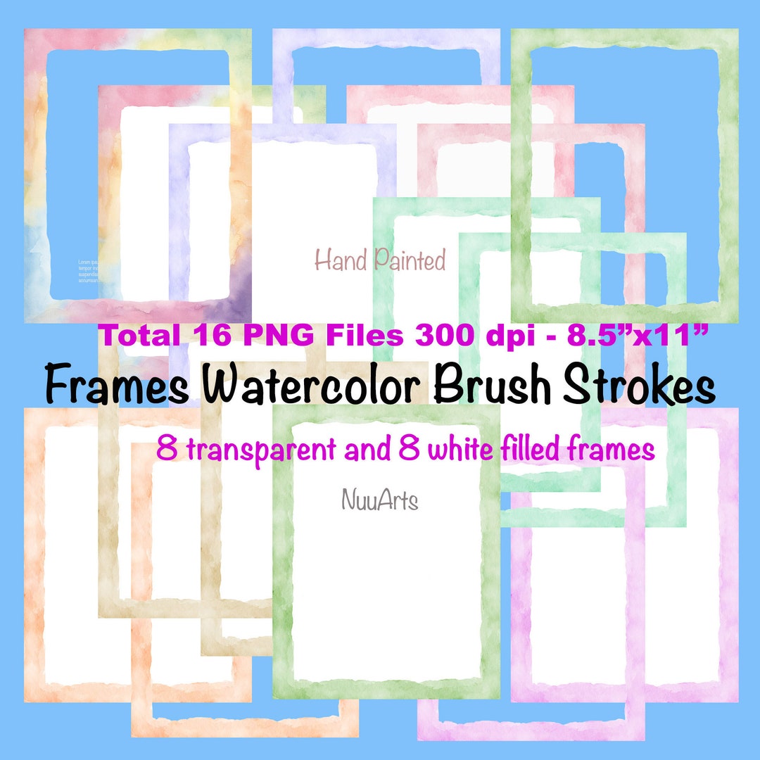 Pastel Colors Watercolor Brush Stokes Page Border Clipart Hand Painted ...