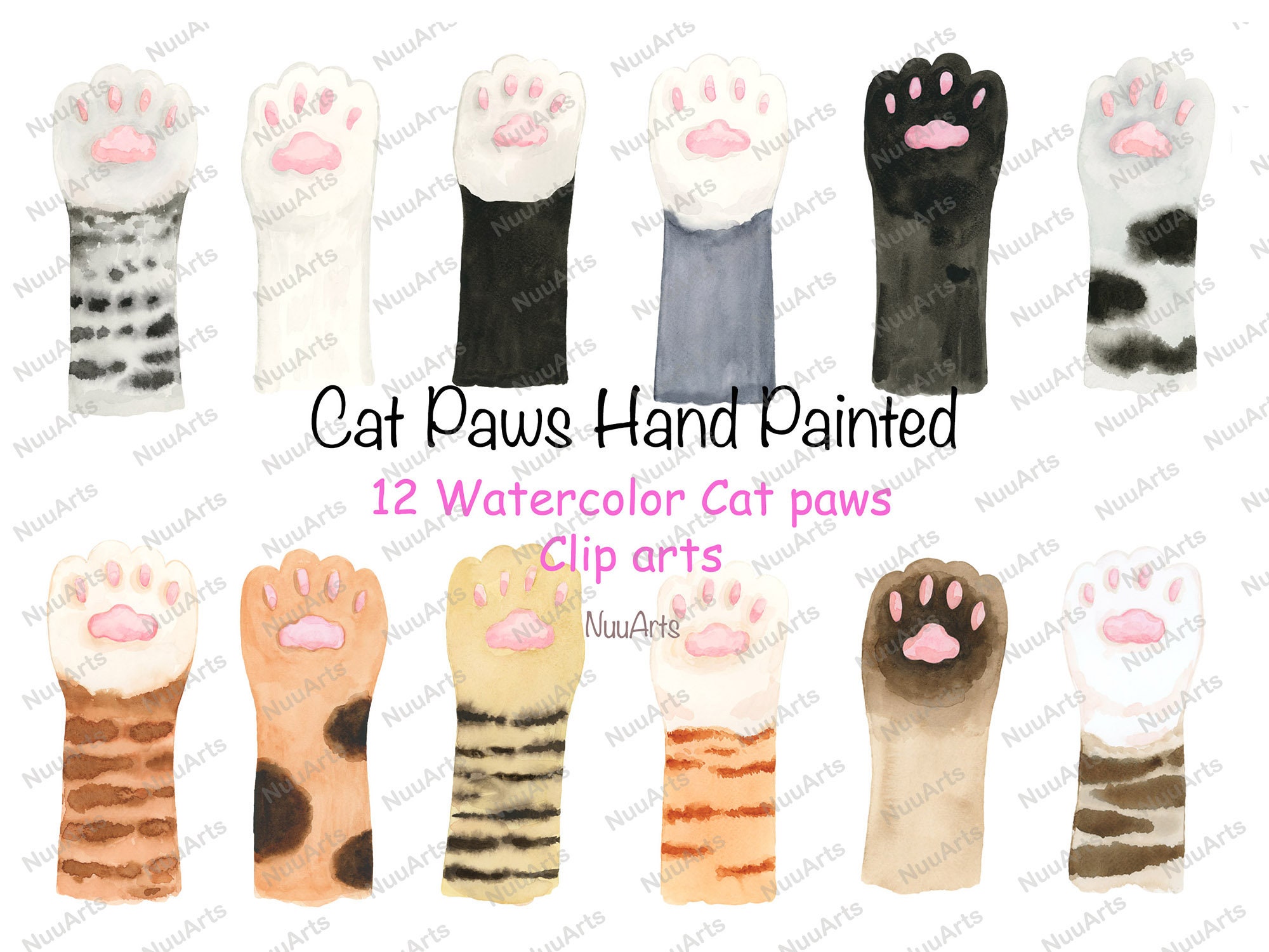Cat Paws Clipart Animal Pet Legs Watercolor Clip Art, Graphic Elements ...