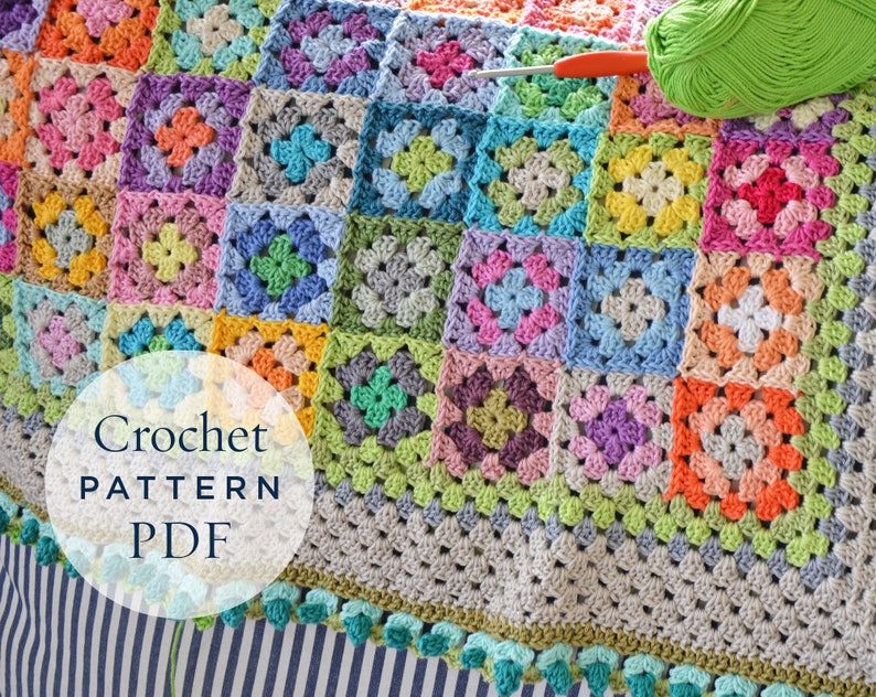 Crochet Pattern Bloom Blanket Step by Step US Terms DIY - Etsy