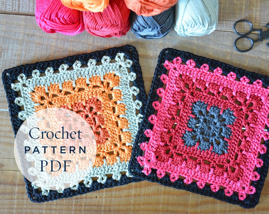 Granny Square Pattern Boho Square - DIY PDF English Crochet Pattern ...