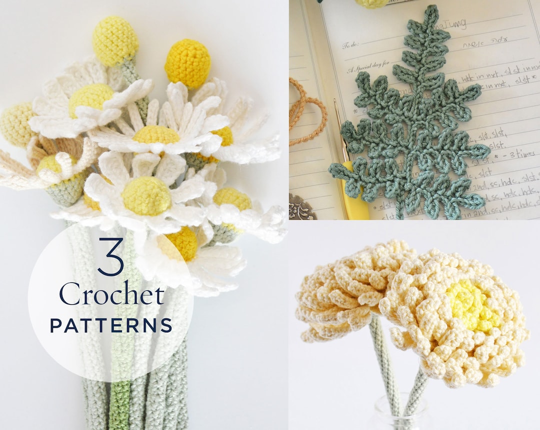 3 Crochet Botanical Patterns - Ready to Download by Crochetobjet - Etsy