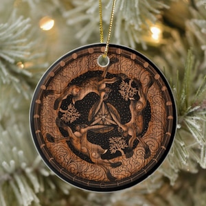 Tinners Hare Rabbits Trinity Ornament | Magic Alter Art Moon Phases ...