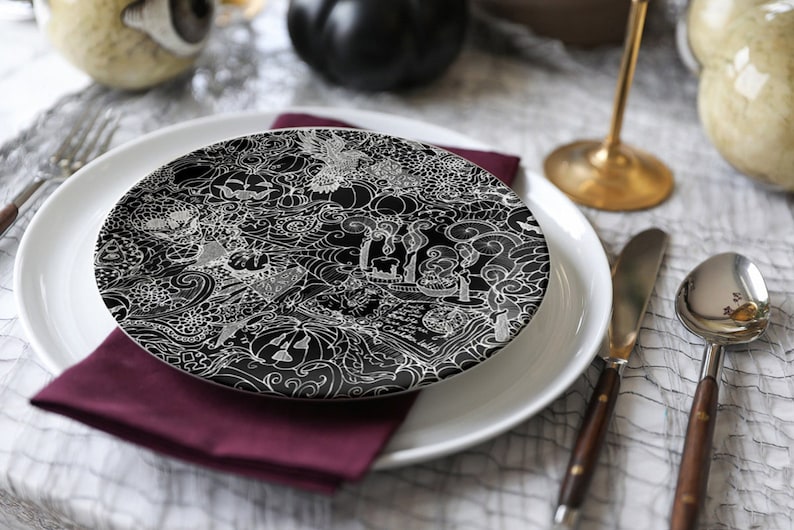 Halloween Nights Gothic Plate Set Autumn Dinnerware - Etsy