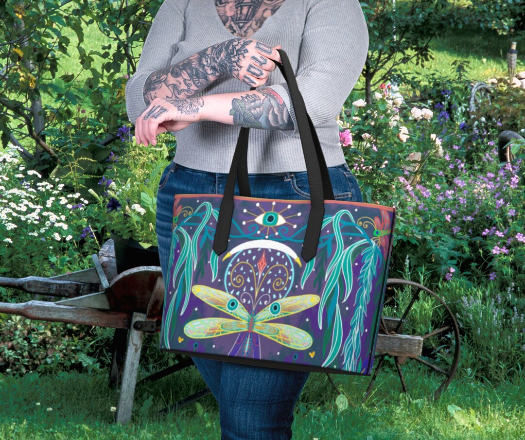 Dragonfly Evil Eye Art Nouveau Botanical Vegan Cottagecore Leather ...