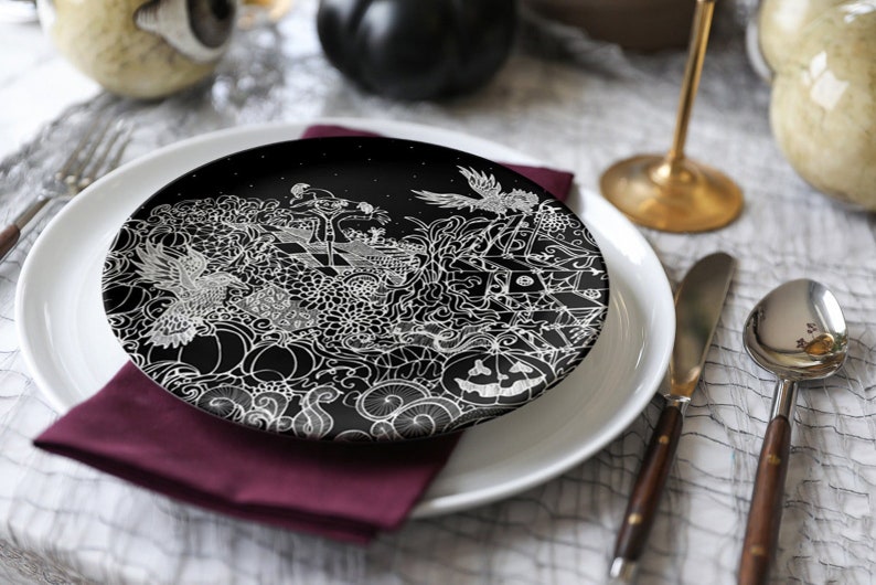 Halloween Nights Gothic Plate Set Autumn Dinnerware - Etsy