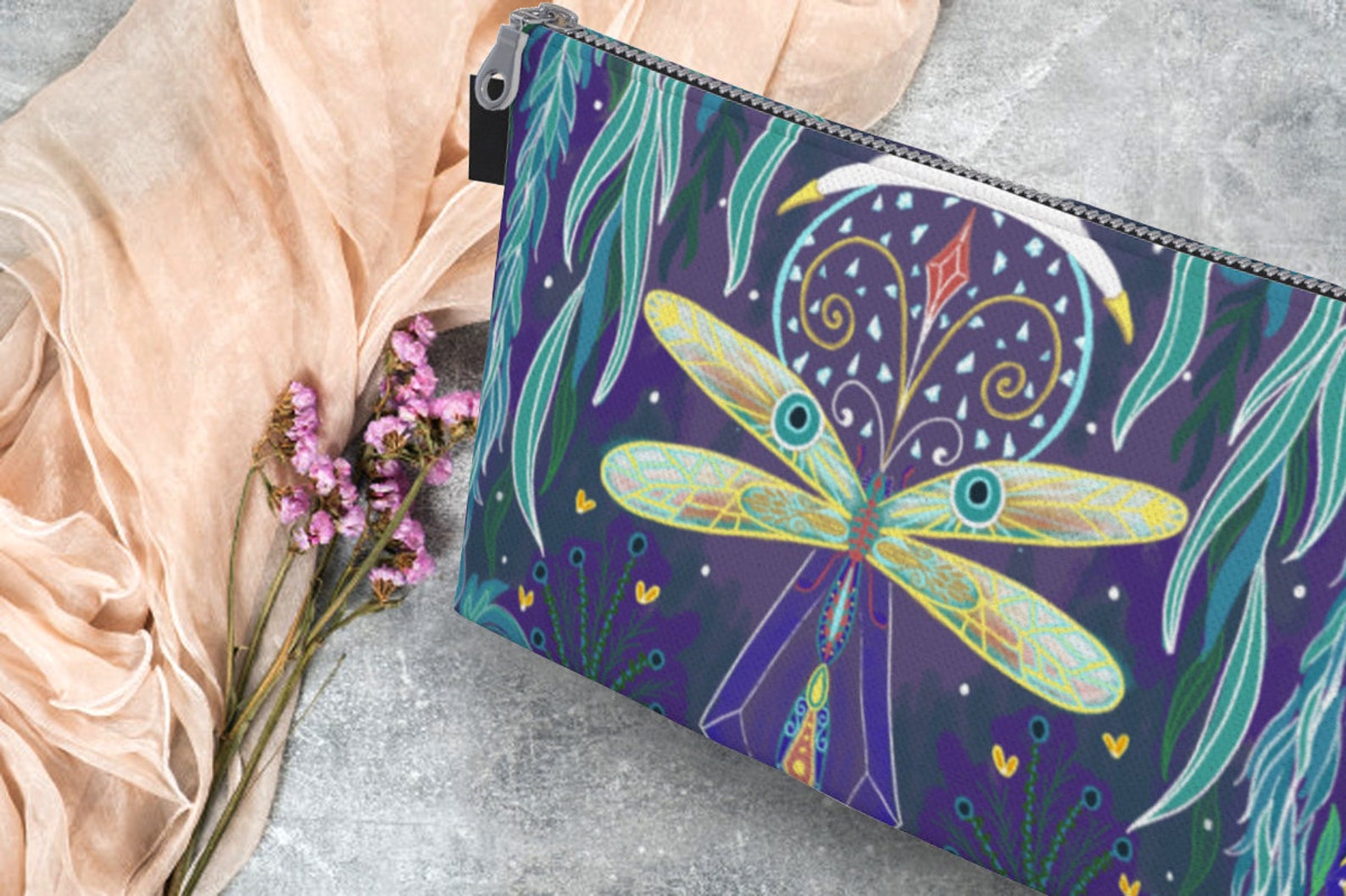Waters of Fortune Zipper Canvas Pouch Dragonfly Gifts - Etsy