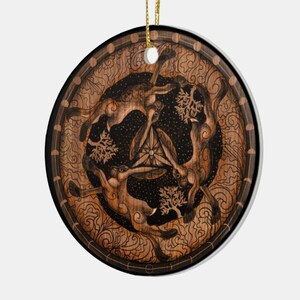 Tinners Hare Rabbits Trinity Ornament | Magic Alter Art Moon Phases ...