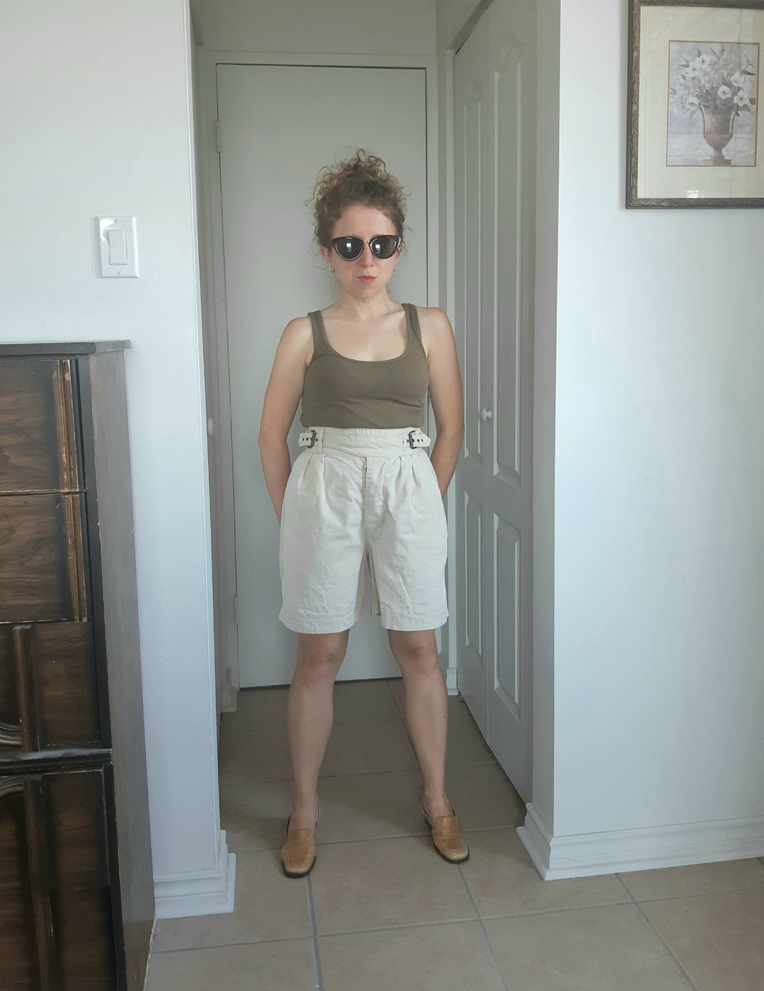 1980s 1990s Ghurka Shorts. Pleated Side Buckle Beige Shorts. - Etsy