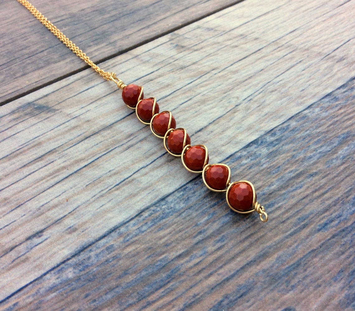 Red Jasper necklace Root chakra 14k Gold filled or Sterling | Etsy