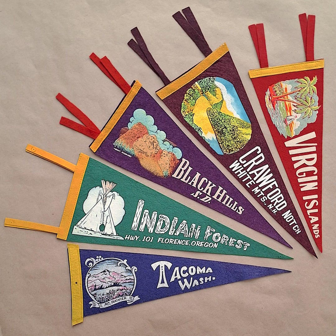 Vintage USA Travel Pennant: Virgin Islands, New Hampshire, South Dakota ...