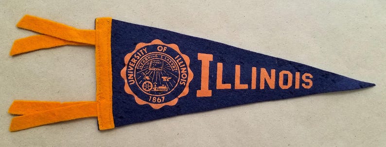 Vintage Tiny Mini USA College University Pennants: VA Tech, Illinois ...