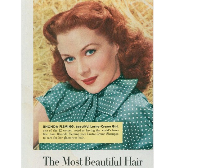 1951 Lustre Creme Ad With Rhonda Fleming Redhead Beauty Vintage Hair
