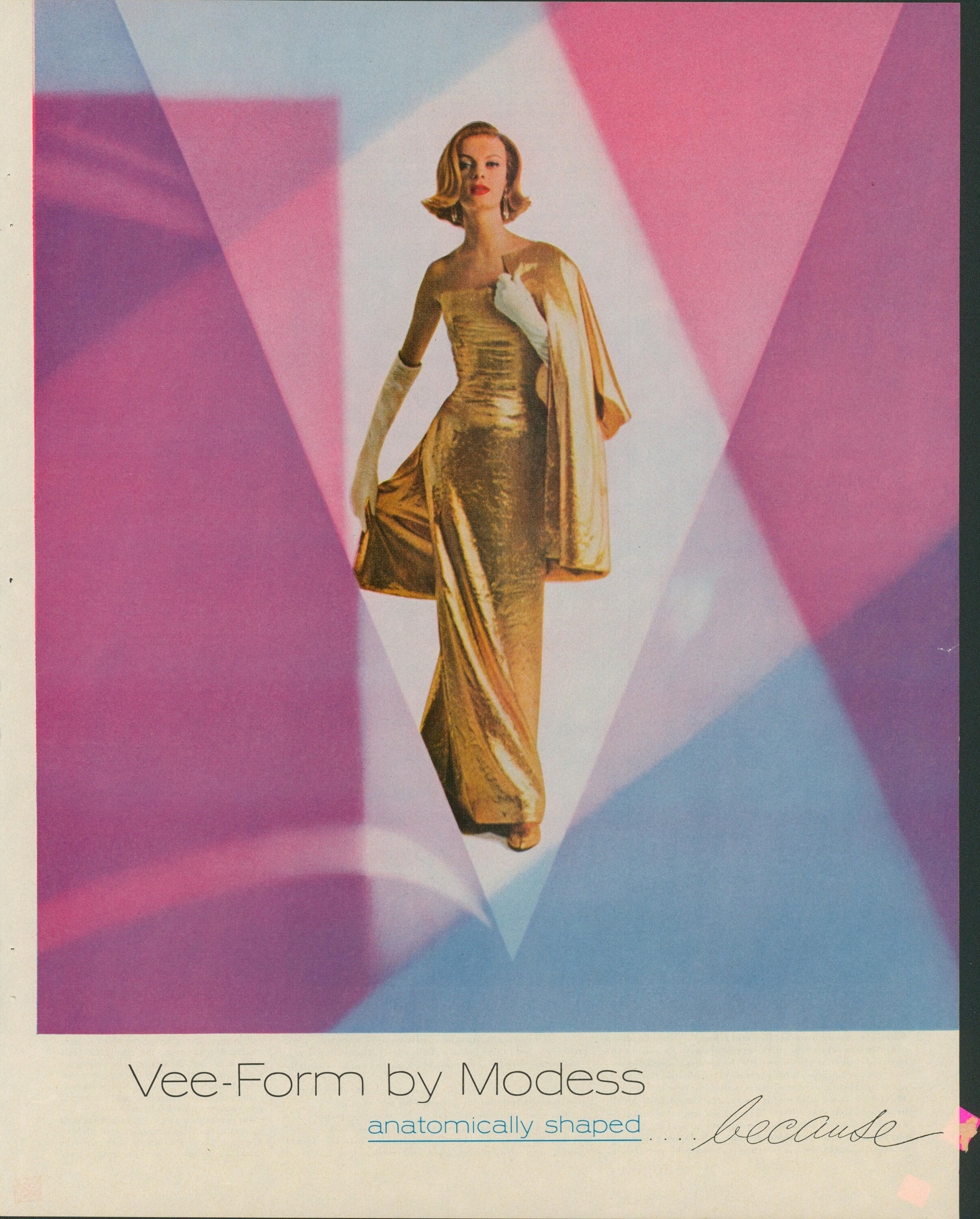 1962 Modess Ad Woman in Gold, Golden Glamorous Model Vintage Print ...